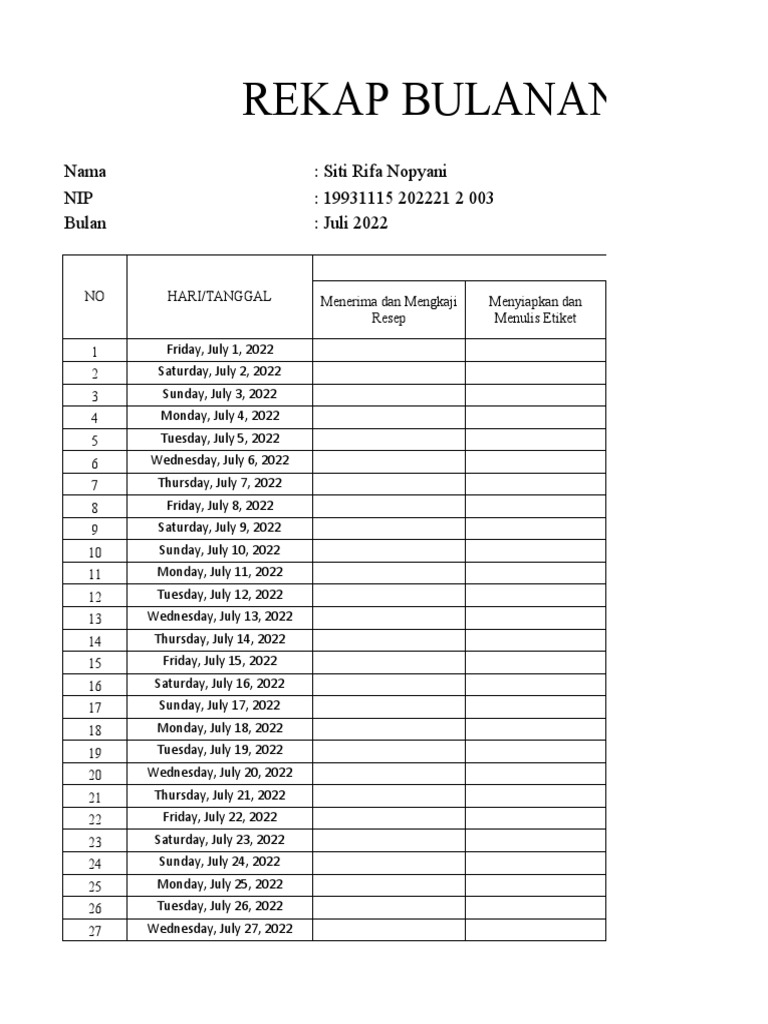 Rekap Kegiatan Pelayanan 2022 | PDF