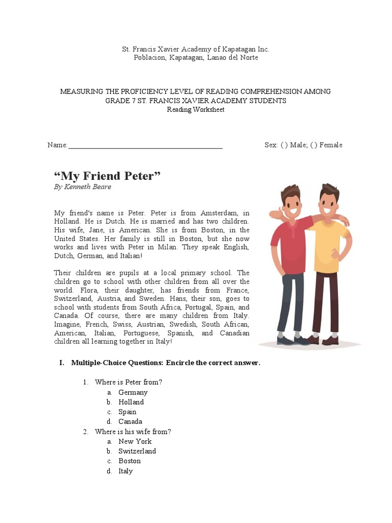 Sample Reading Worksheet | PDF