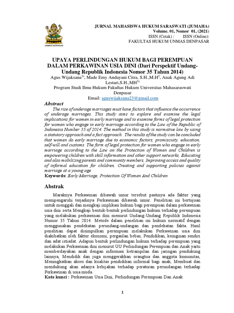 Jurnal Perkawinan Usia Muda | PDF