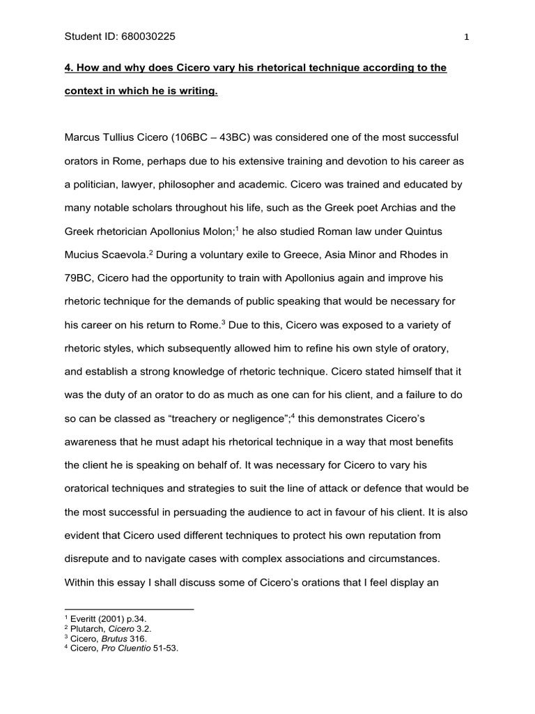Cicero Rhetoric Technique ESSAY PDF 1 | PDF