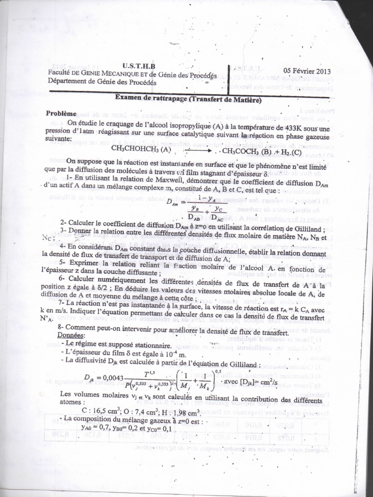 TM Sujets003 | PDF | Sciences physiques | Phase (thermodynamique)