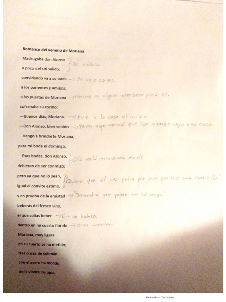 Análisis "Romance Del Veneno de Moriana" | PDF