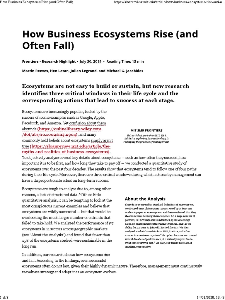 How Business Ecosystems Rise (And Often Fall) | PDF | Profit (Economics) | Ecosystem