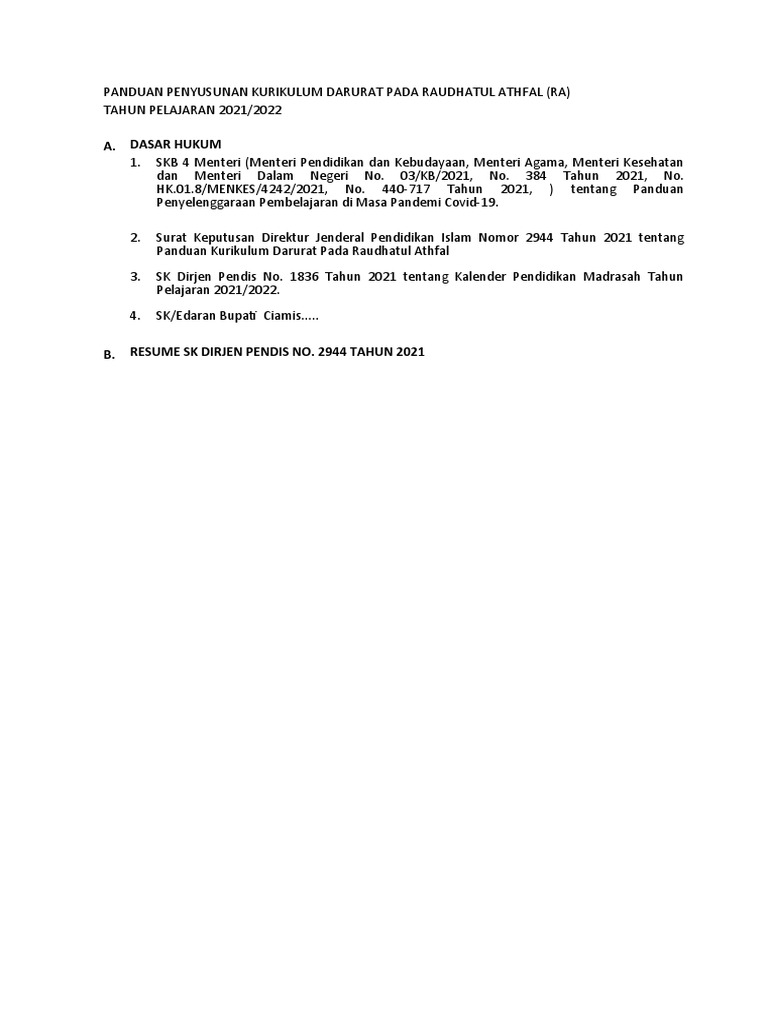 Ra - Contoh Kur Darurat Ra 2021-2022 Ah | PDF