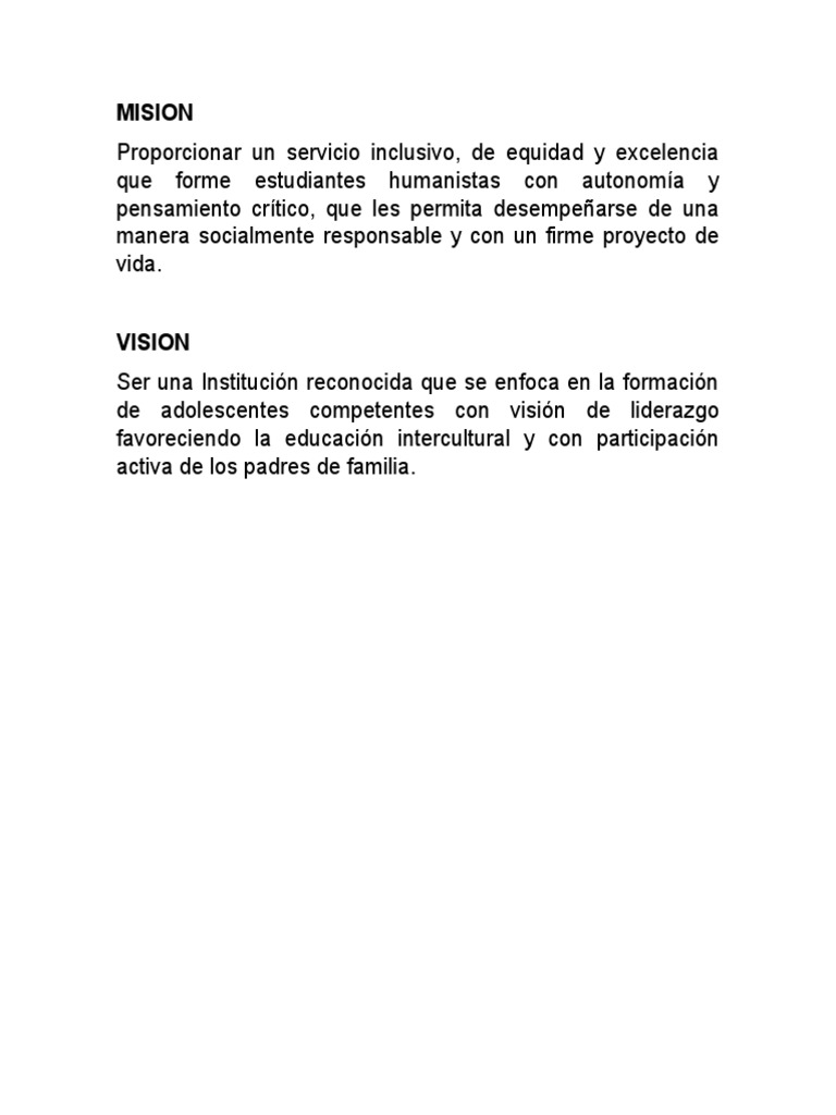 Mision Y Vision Pdf