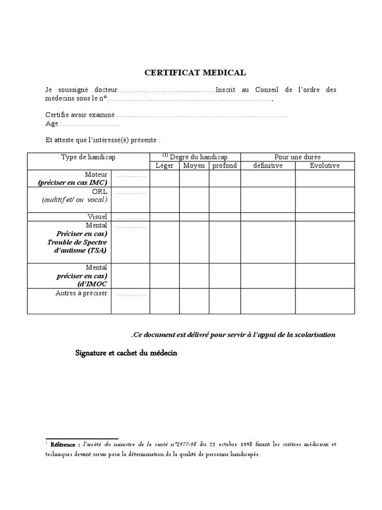 Certificat médical de handicap | PDF | Développement personnel | Bien-être