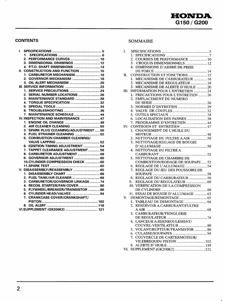 Manual Taller G150, G200, GK200K2 | PDF