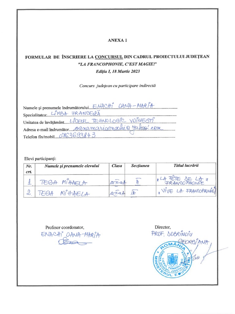 Prof. Enachi Oana-Concursul La Francophonie, C'est Magie! | PDF
