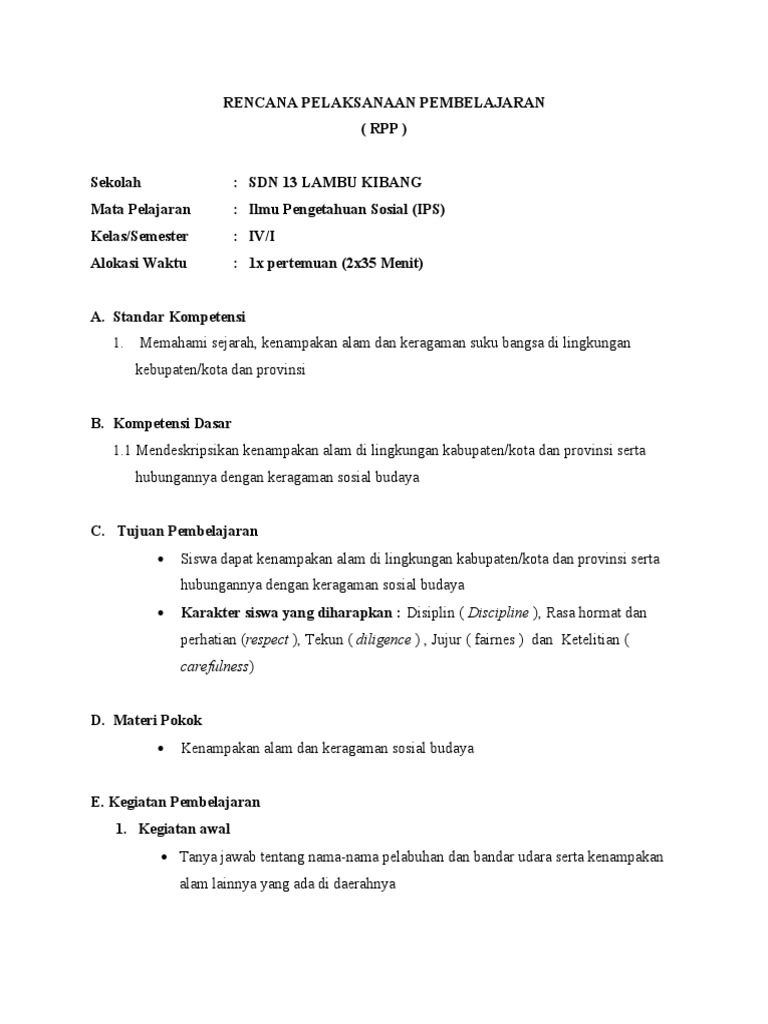 RPP Ips 1 | PDF