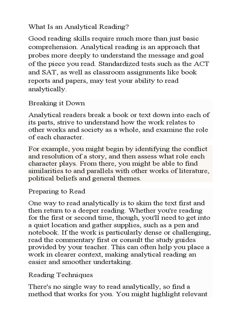 Analytical Reading | PDF | Hybrid Electric Vehicle | Reading Comprehension