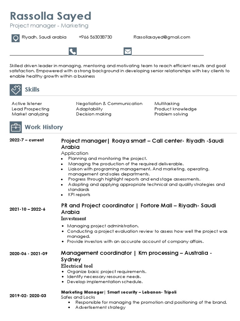Rassolla Sayed CV 2023 | PDF | Marketing | Saudi Arabia