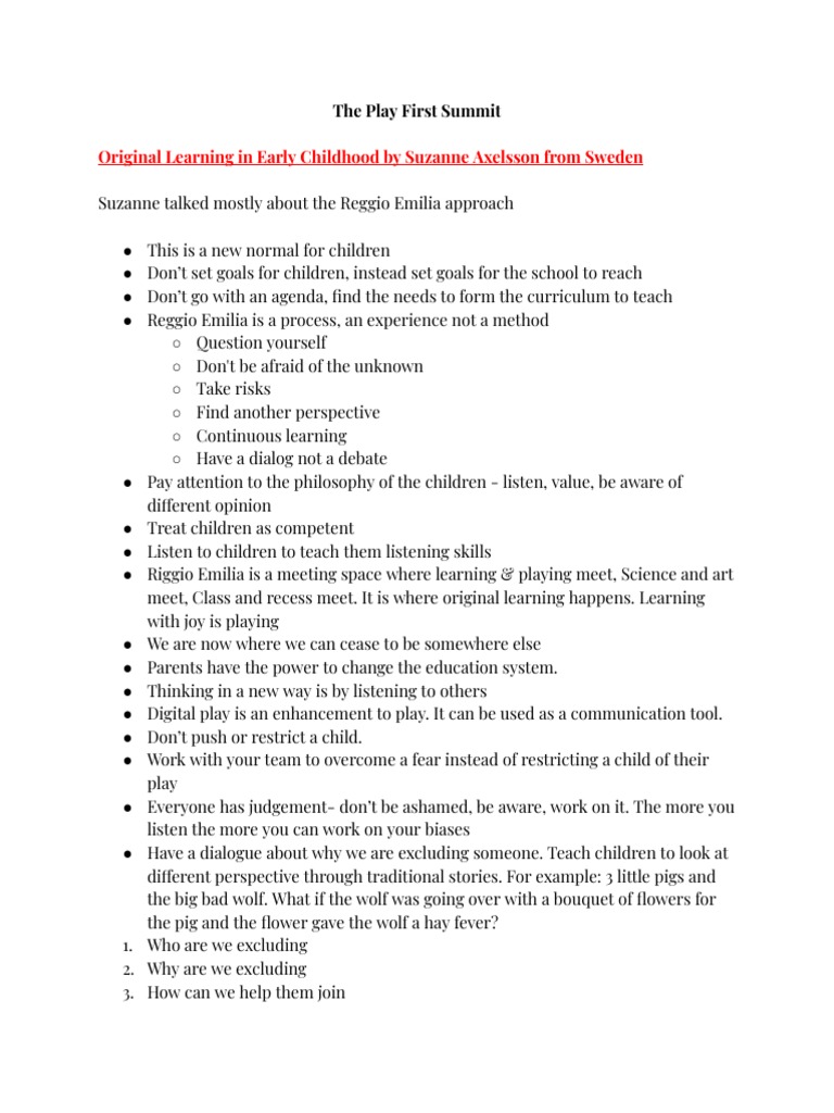 The Play First Summit - 1 | PDF | Learning | Early Childhood Education