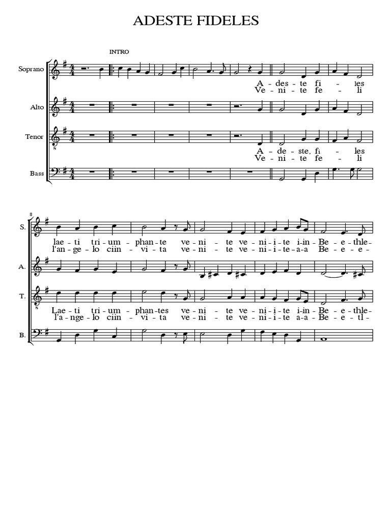 Adeste Fideles Trascrizioni Corale | PDF