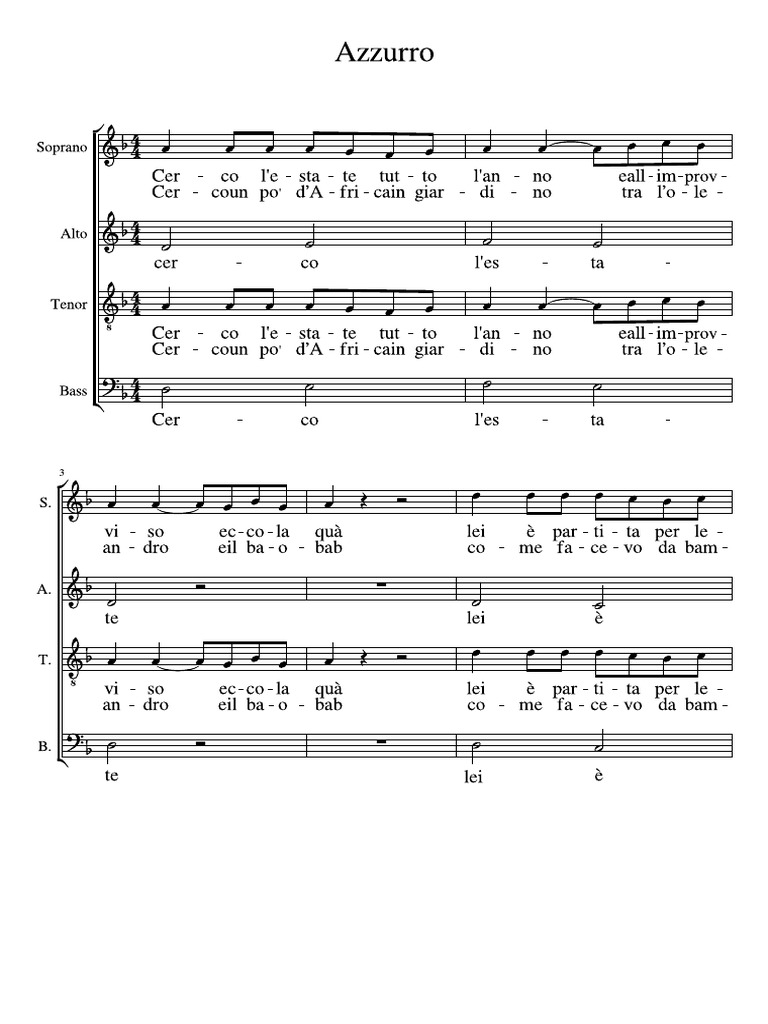Azzurro Trascrizioni Corale | PDF