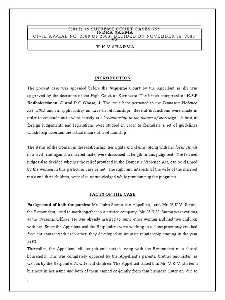 466 - Indra v. VKV - Case Analysis | PDF