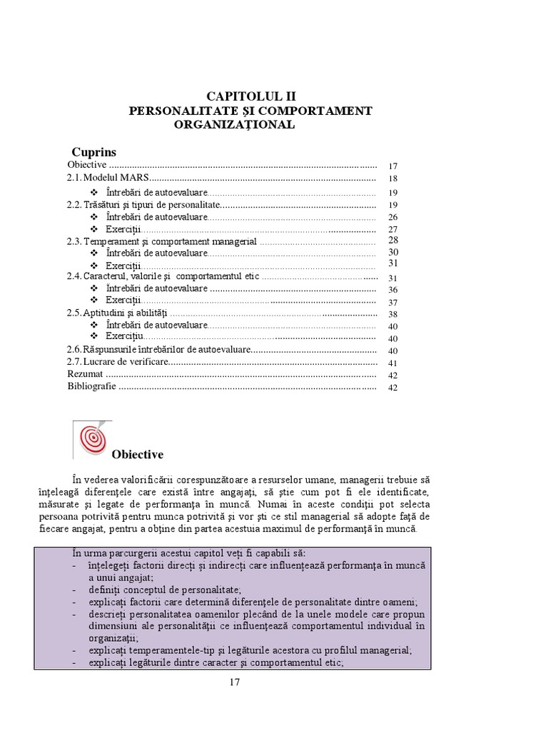 Unitatea de Învățare 2 PERSONALITATE ŞI COMPORTAMENT ORGANIZAŢIONAL | PDF