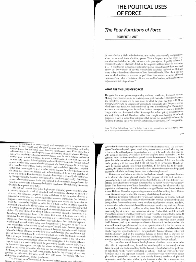 Functions of Military Force Explained | PDF