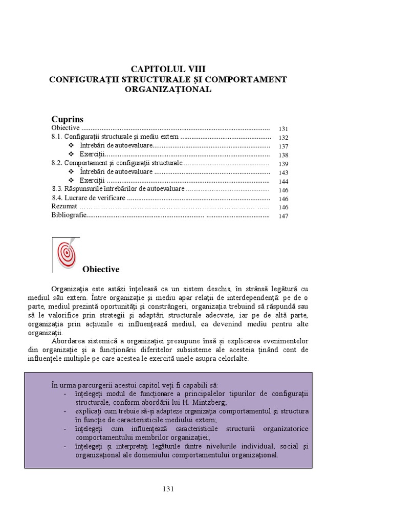 Unitatea de Învățare 8 CONFIGURAŢII STRUCTURALE ŞI COMPORTAMENT ORGANIZAŢIONAL | PDF