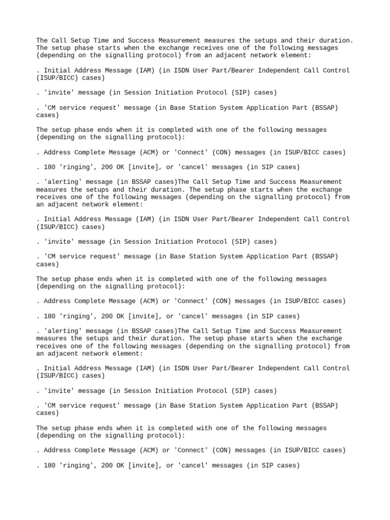 The Call Setup Time | PDF