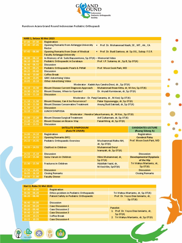 (Fix) Rundown Acara Grand Round Indonesian Pediatric Orthopaedi | PDF ...