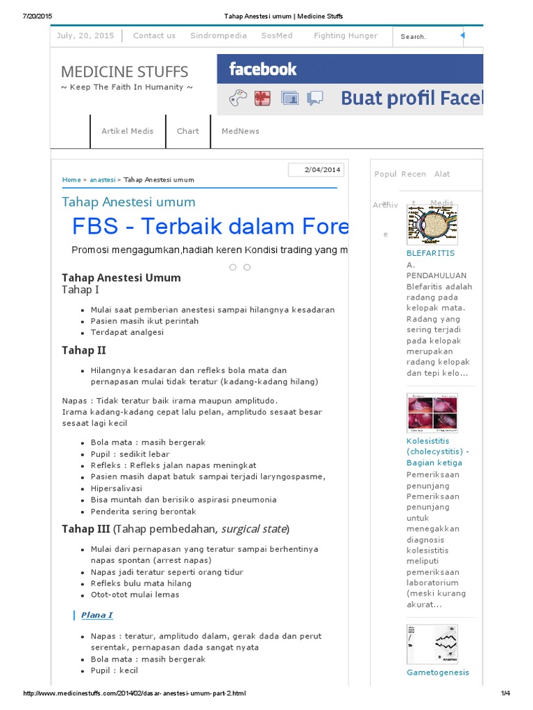Tahap Anestesi Umum: Panduan Lengkap | PDF