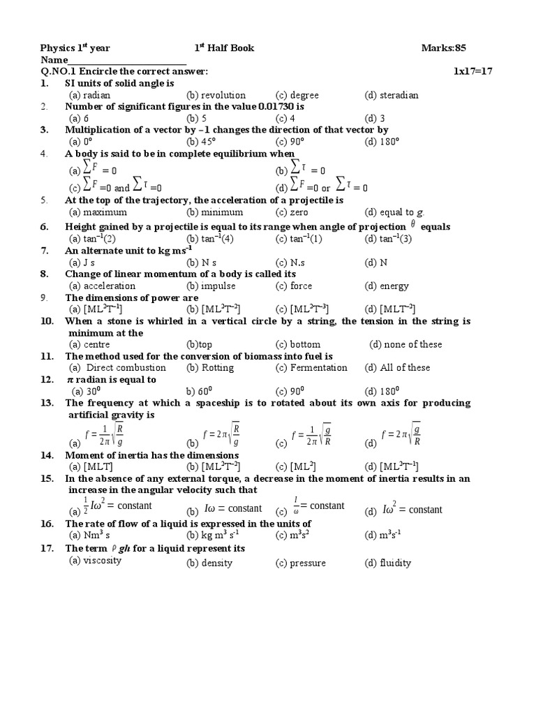 11th Half Book Test | PDF | Euclidean Vector | Waves