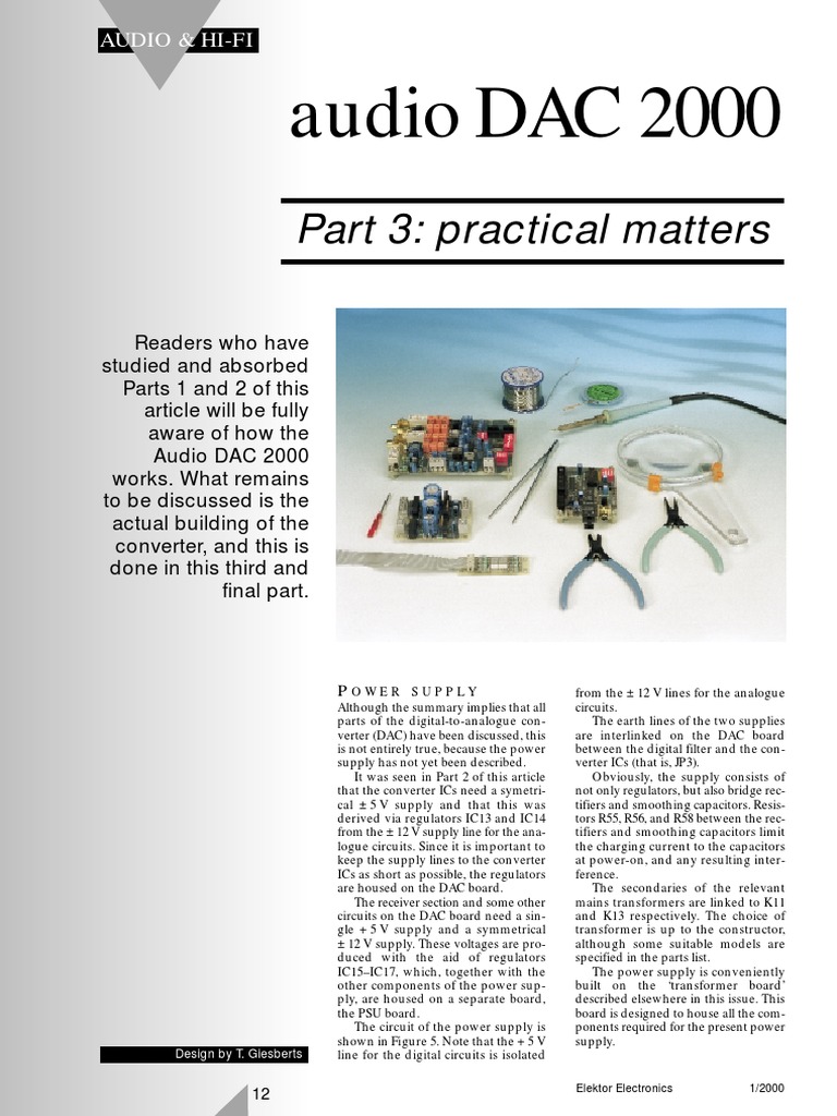Audio DAC 2000: Part 3: Practical Matters | PDF | Electrical Connector ...