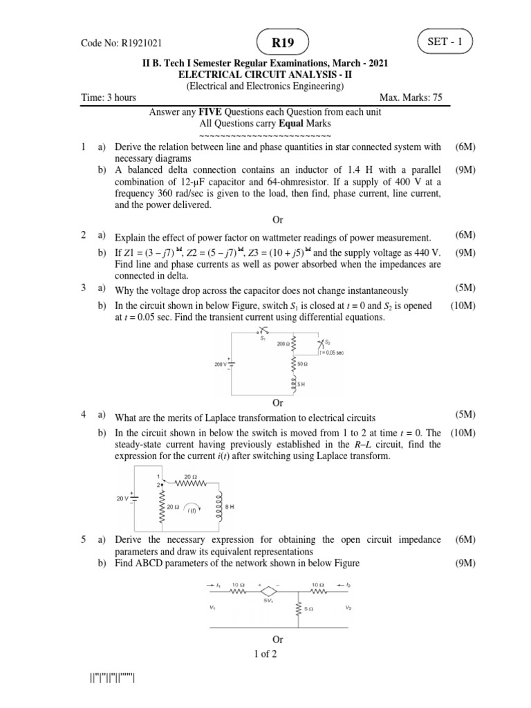 ELECTTRICAL CIRCUIT ANALYSIS - II March 2021 | PDF | Electrical Impedance | Electrical Network