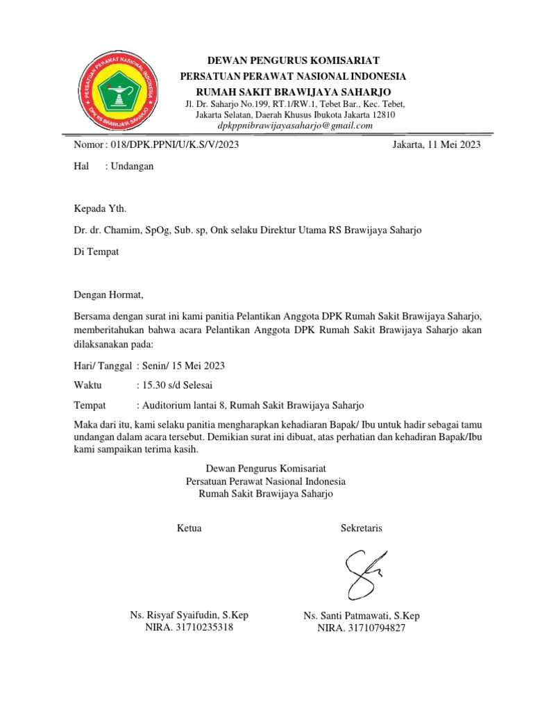 Surat Undangan Pelantikan 2023 - Final | PDF