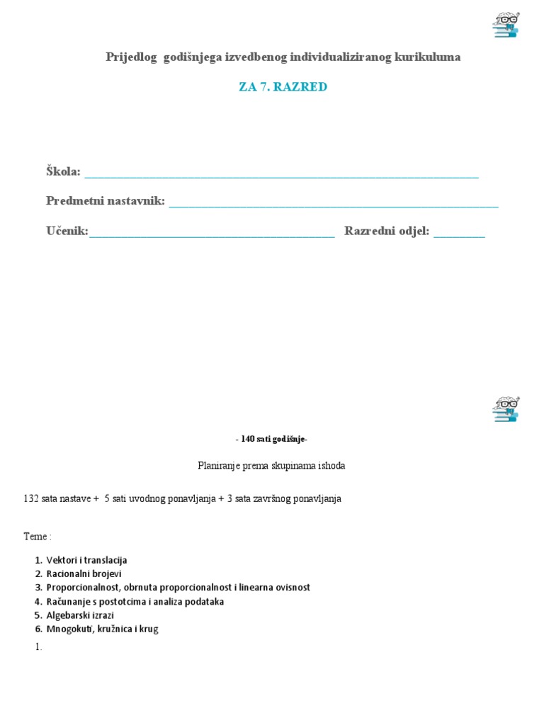 Gik Matematika 7 PP 2022 23 | PDF