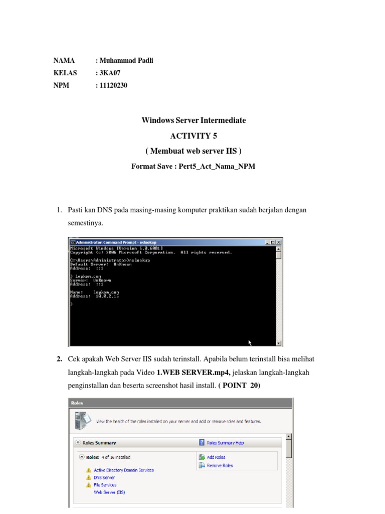 Panduan Membuat Web Server IIS | PDF