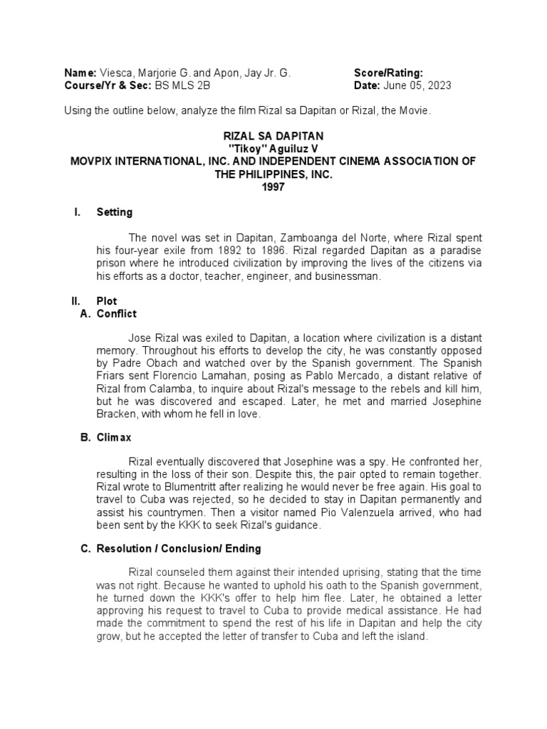 Rizal Film Analysis | PDF