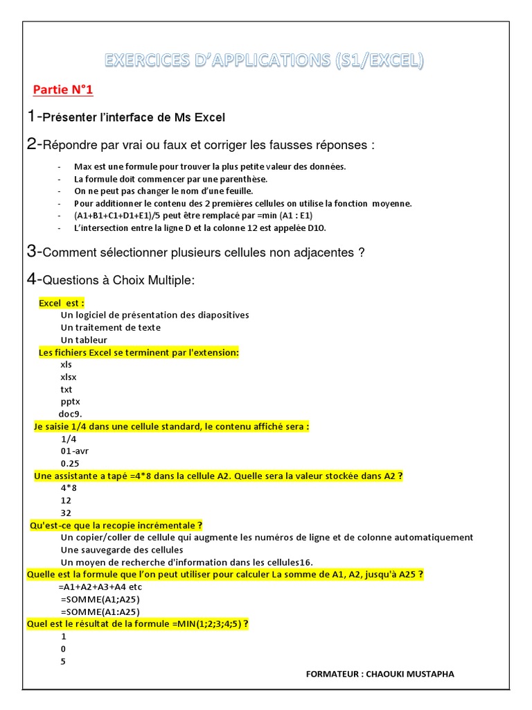 Exercices Excel | PDF