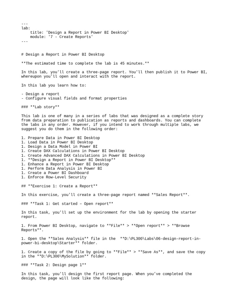 06 Design Report in Power Bi Desktop | PDF