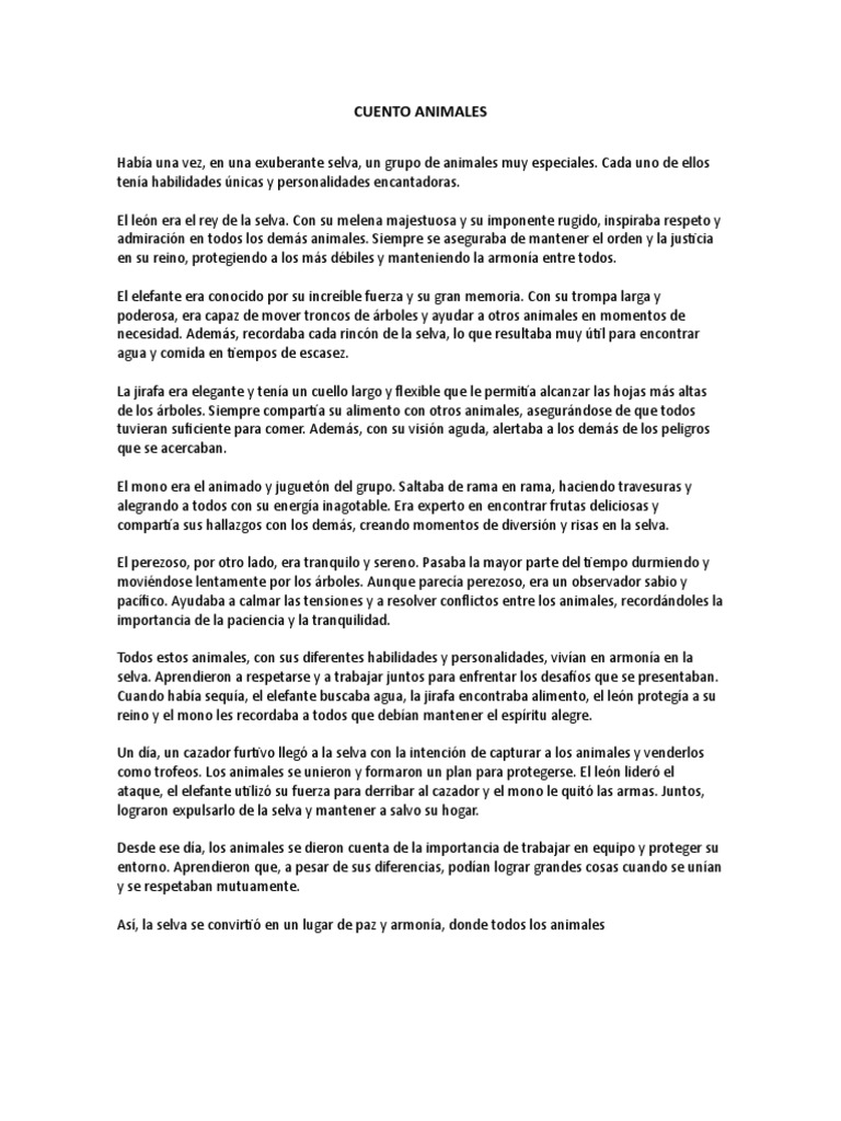 Cuento Animales | PDF | León