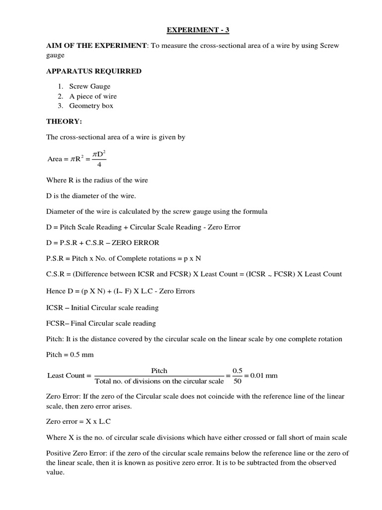 Lab Phy 3rd 4th | PDF | Area | Circle