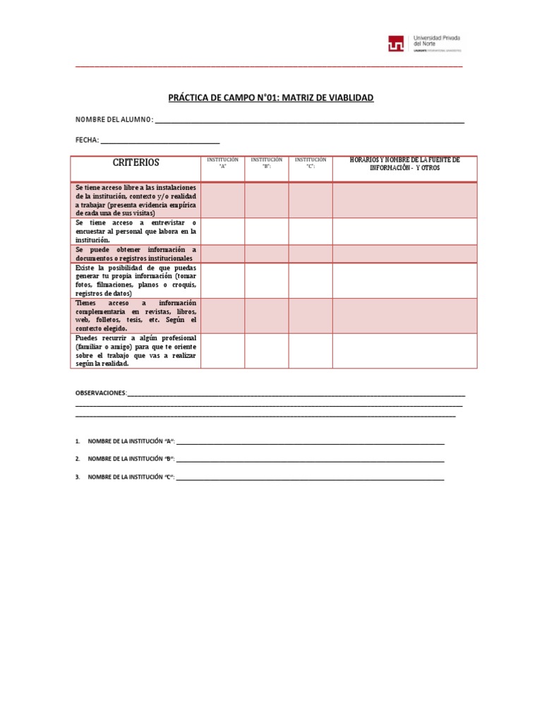 Matriz de Viabilidad-Sesión 1 | PDF