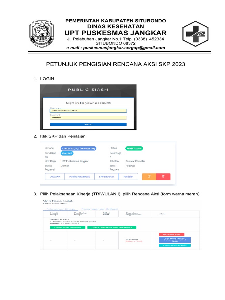 Petunjuk Pengisian RENCANA AKSI SKP - 2023 | PDF