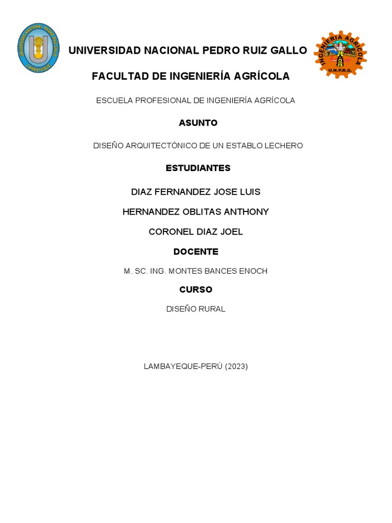 Diseño de Un Establo LECHERO SELVA GRUPO SEIS | PDF