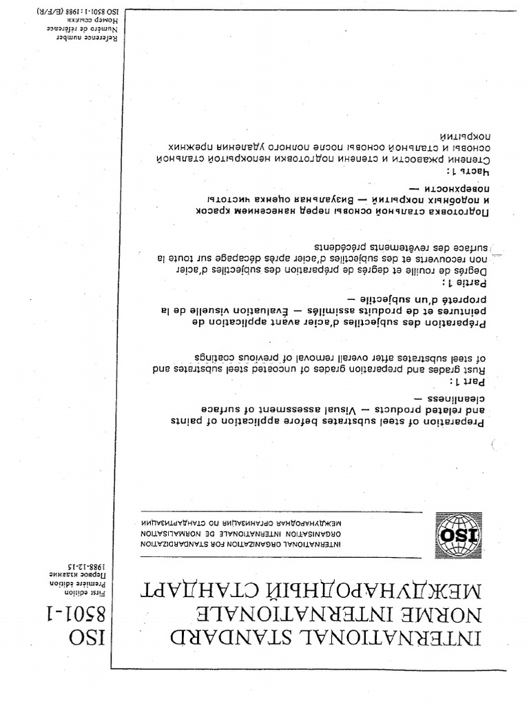 ISO 8501 - Part 1 - 1988 - Rust Grades and Preparation Grades Of... | PDF