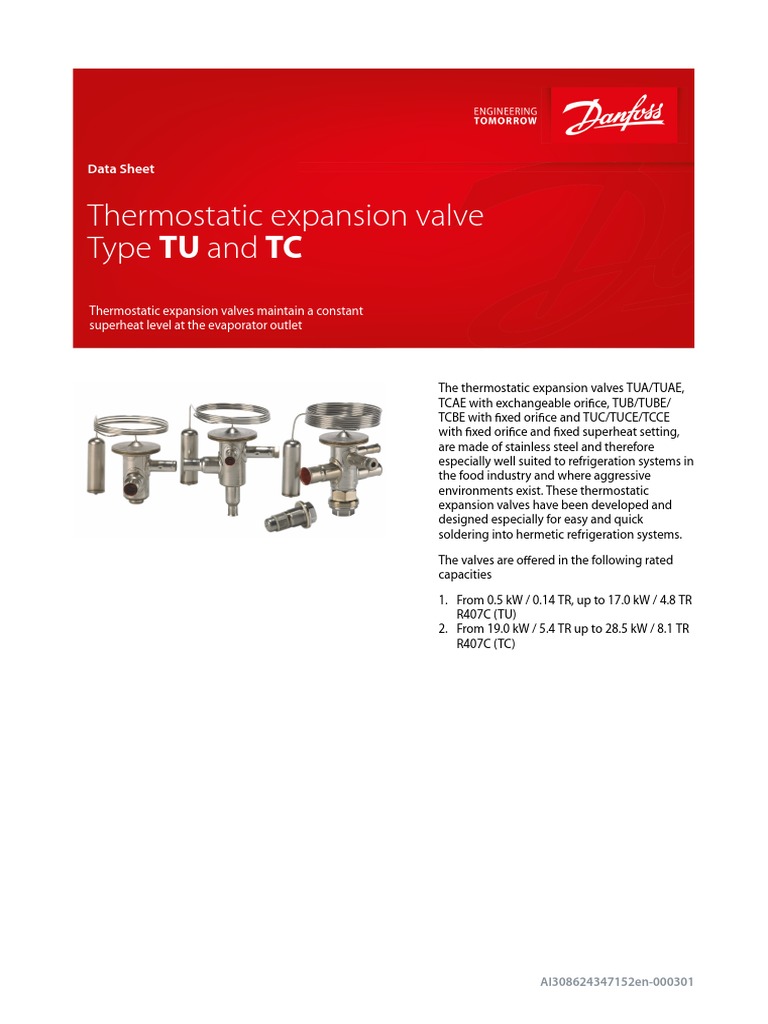 Thermostatic Expansion Valve Type TU and TC | PDF | Chemical ...