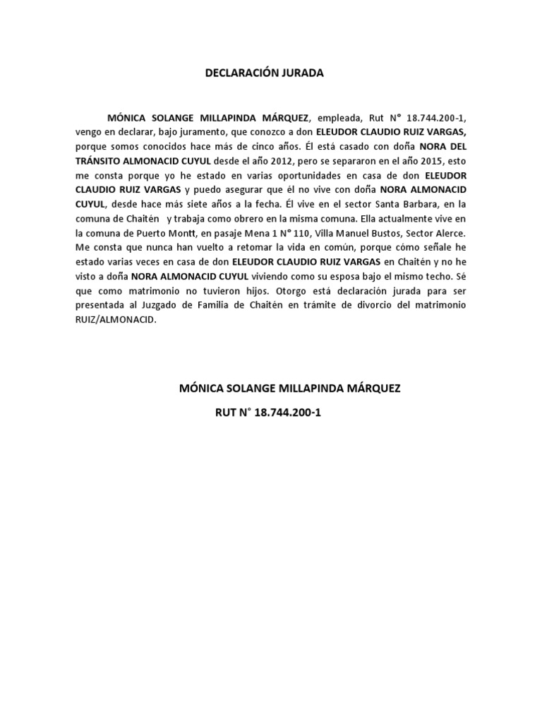 DECLARACION Testigo 1 | PDF