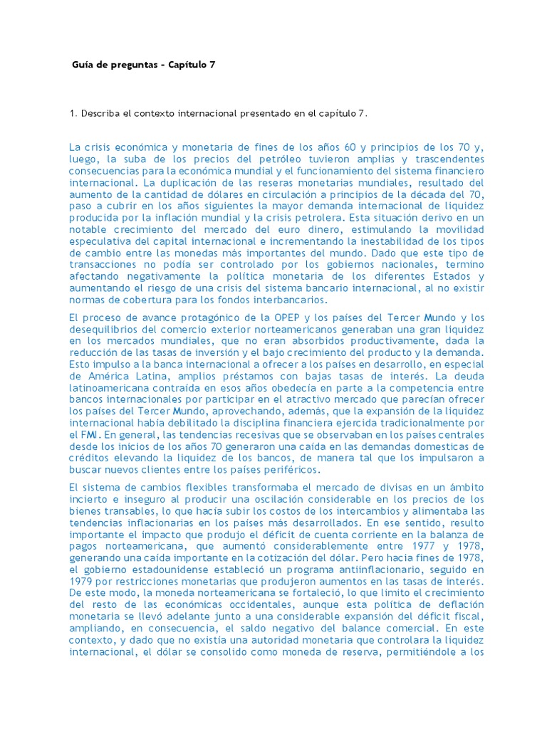 Guía de Preguntas 7 | PDF | Inflación | Bancos