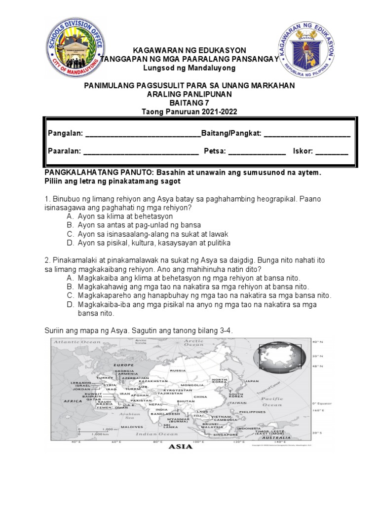 AP-7_-PANIMULANG-PAGTATAYA-2021 | PDF