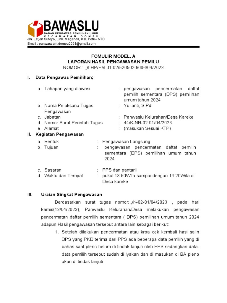 LHP Pencermatan Dps Karrke | PDF