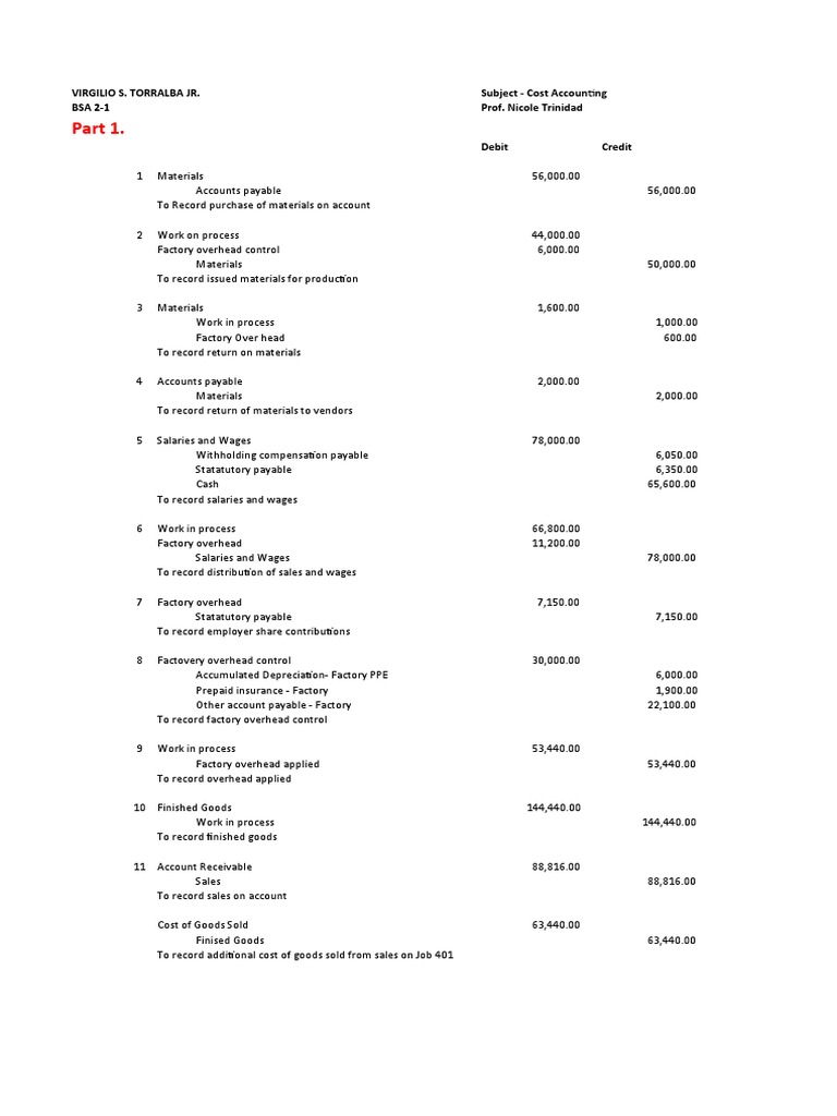 Cost Accounting Worksheet | PDF | Cost | Cost Of Goods Sold