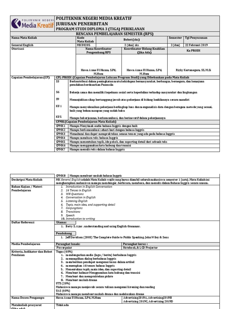 RPS General English Periklanan | PDF
