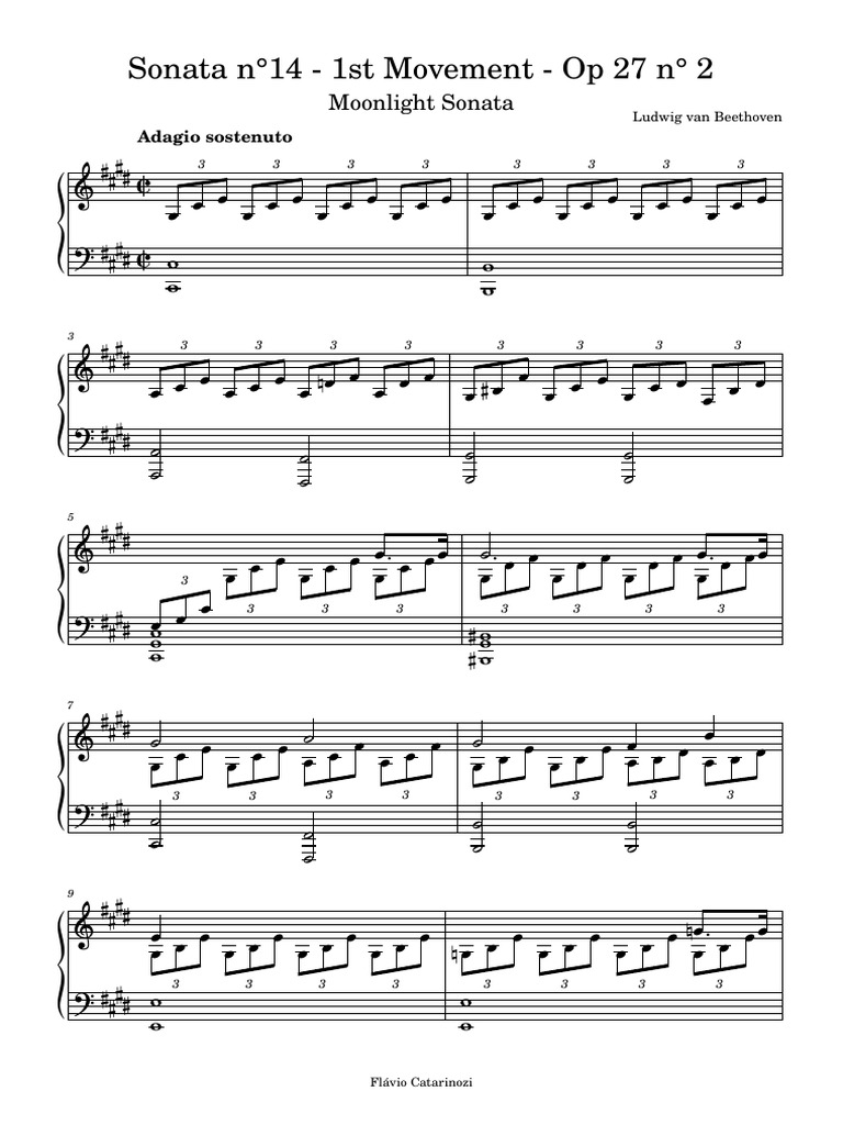 Sonata N°14 - 1st Movement - Op 27 N° 2 | PDF | Piano Sonata No. 14 ...