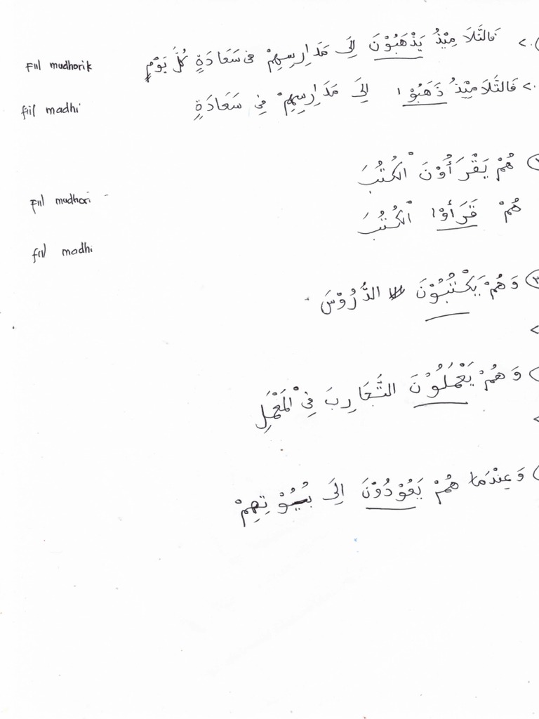 Materi Fiil Mudhori (Latihan Merubah Fiil Mudhorik ke Fiil Madhi)002 | PDF