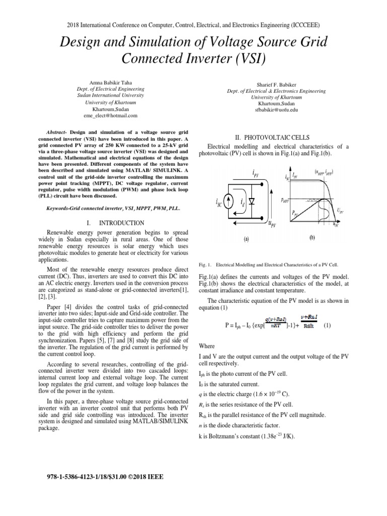 Design and Simulation of Voltage Source Grid Connected Inverter (VSI) | PDF | Power Inverter ...